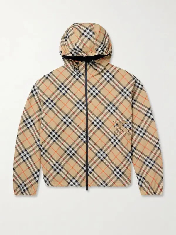 Burberry Reversible Checked Twill And Shell Hooded Jacket