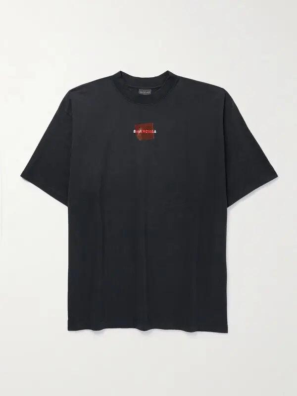 Balenciaga Logo-embroidered Printed Cotton-jersey T-shirt