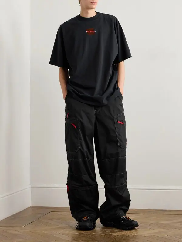 Balenciaga Logo-embroidered Printed Cotton-jersey T-shirt