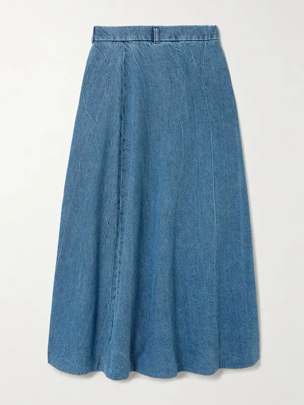 RÓHE Denim A-line Midi Skirt - Blue