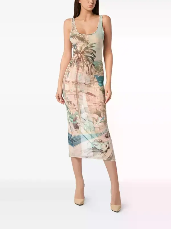 Philipp Plein Abstract-print Midi Dress