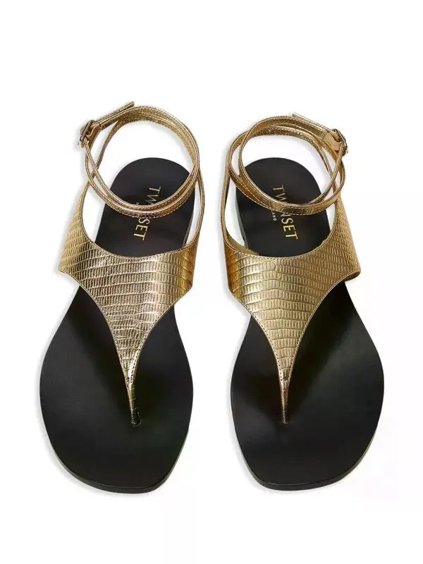 TWINSET Metallic Ankle-strap Sandals - Gold