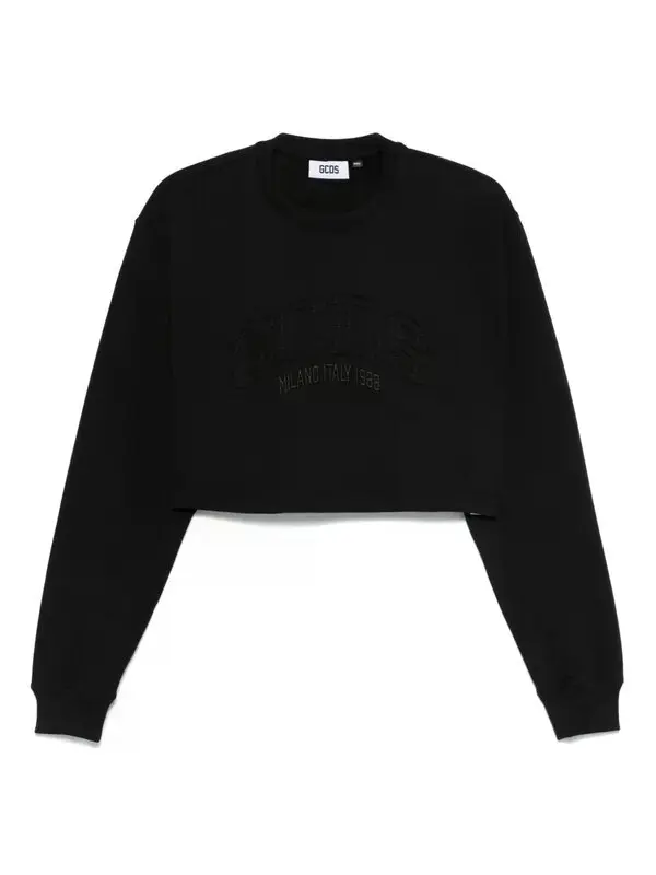Gcds Logo Cropped Sweatshirt - Black