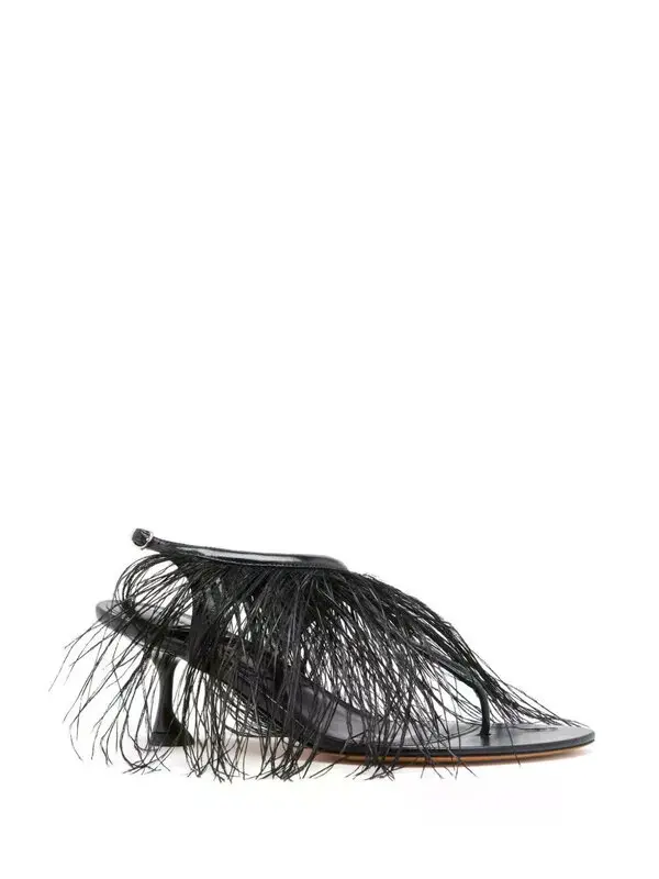 Proenza Schouler 60mm Feather Embellished Sandals - Black