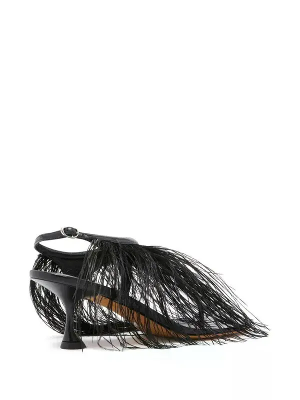 Proenza Schouler 60mm Feather Embellished Sandals - Black