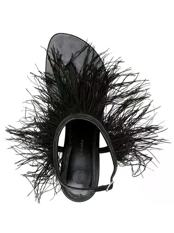 Proenza Schouler 60mm Feather Embellished Sandals - Black