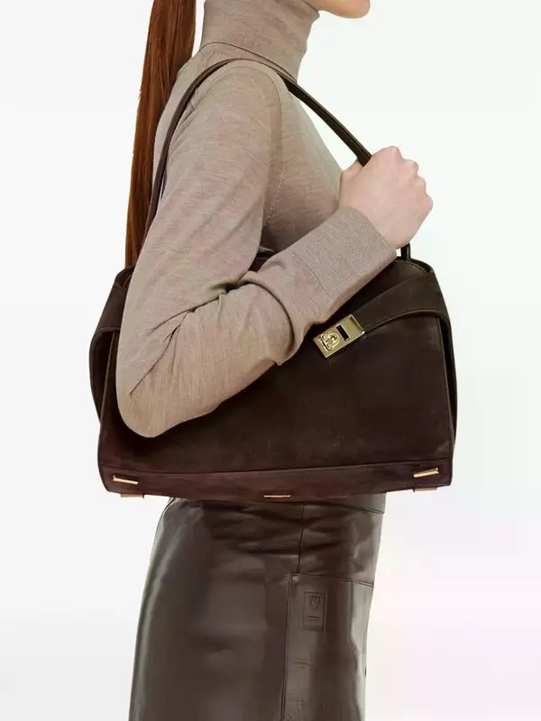 FERRAGAMO Hug Suede Shoulder Bag - Brown