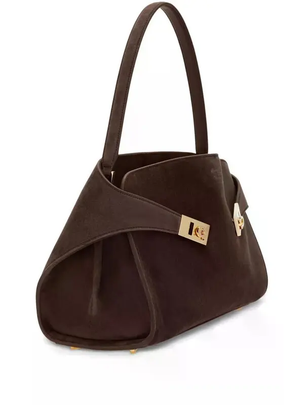FERRAGAMO Hug Suede Shoulder Bag - Brown