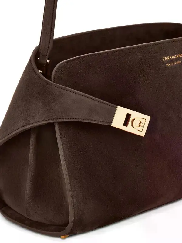 FERRAGAMO Hug Suede Shoulder Bag - Brown