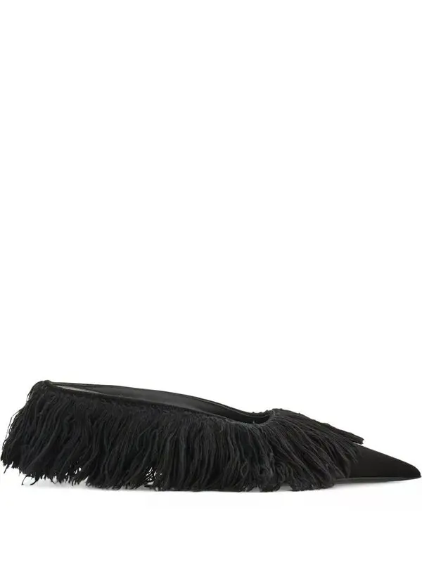 FERRAGAMO Eva Feathered Mules - Black