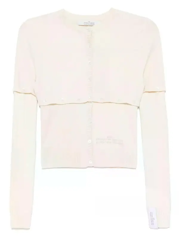 Rokh Logo-embroidered Cardigan - Neutrals
