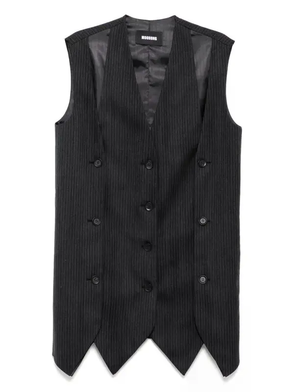 MOOHONG Single-breasted Striped Sleeveless Coat
