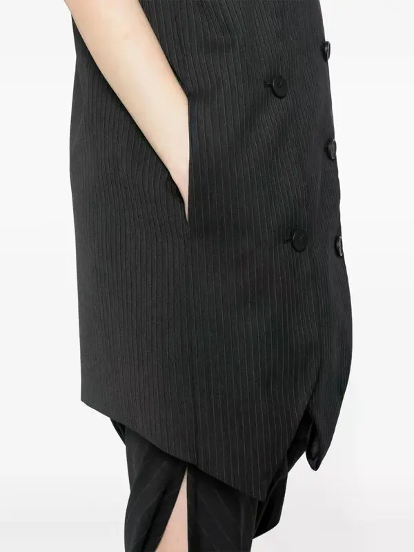MOOHONG Single-breasted Striped Sleeveless Coat