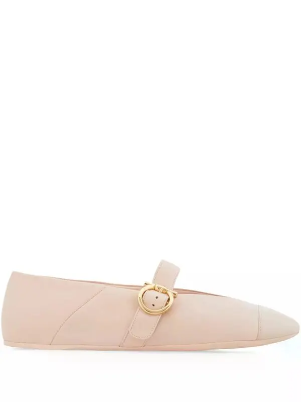 FERRAGAMO Gancini-buckle Ballerina Flats - Neutrals