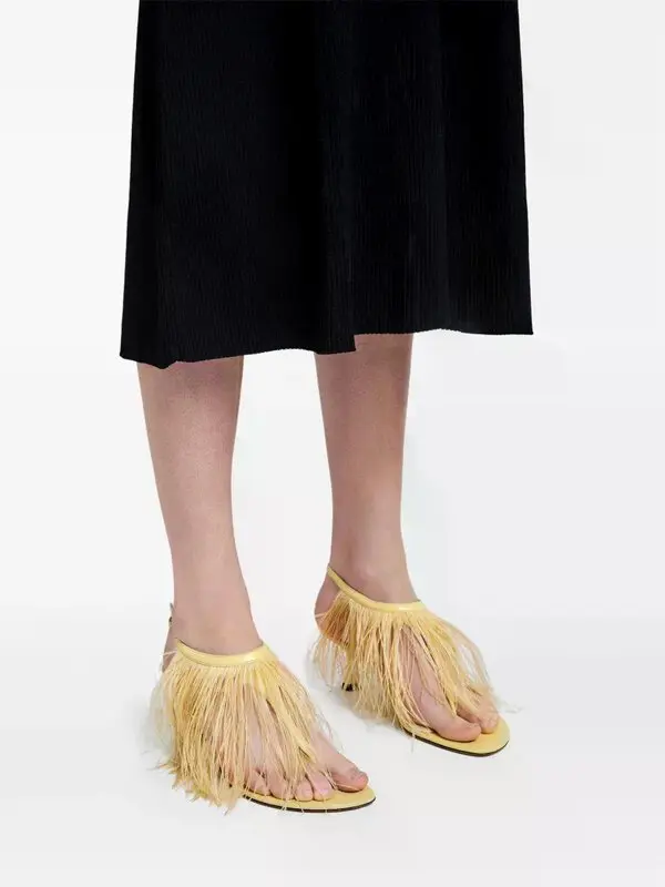 Proenza Schouler 60mm Tee Thong Feather Sandals - Yellow
