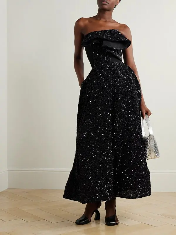 Maticevski Rotation Strapless Draped Gown
