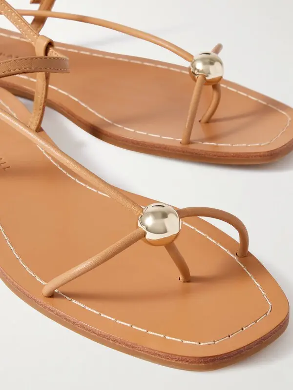 LOEFFLER RANDALL Lara Embellished Leather Sandals - Brown