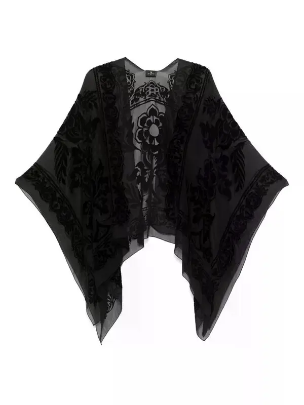Etro Flocked-print Cape - Black