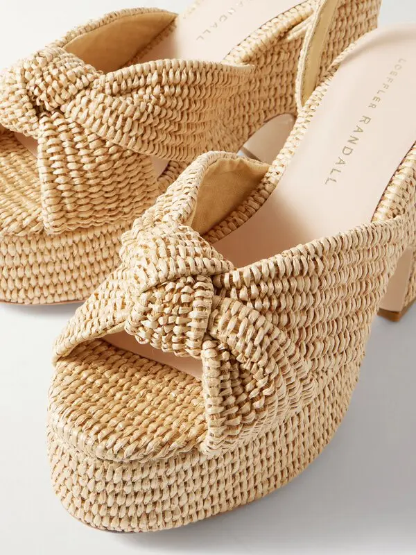 LOEFFLER RANDALL Liza Raffia Platform Sandals - Neutrals