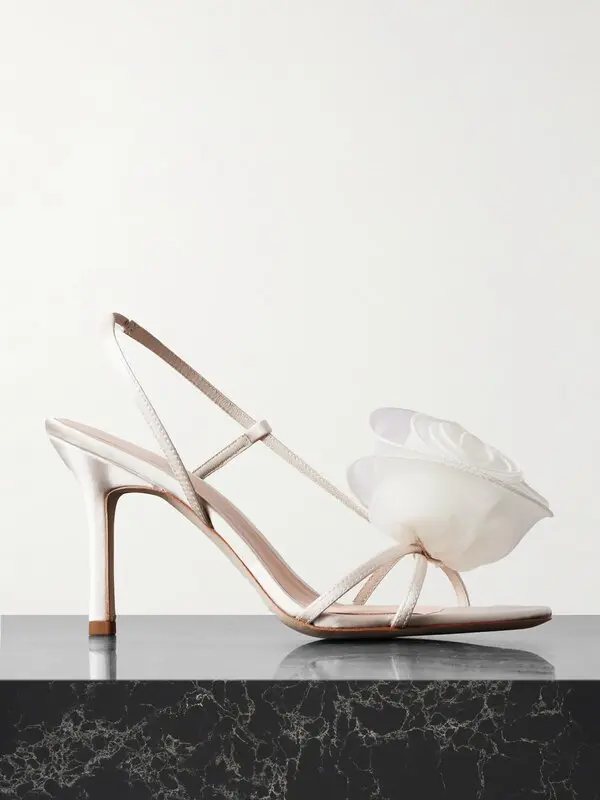 LOEFFLER RANDALL Steph Appliquéd Satin Slingback Sandals