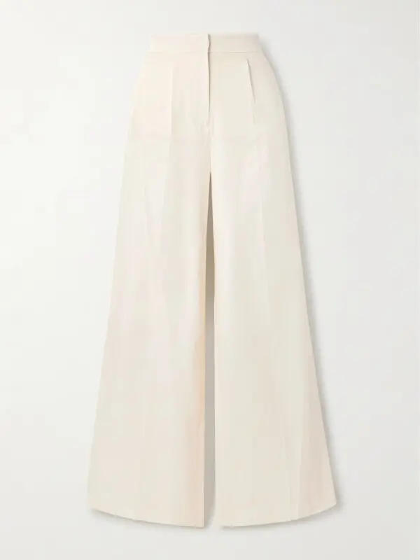 JOSEPH Alanel Silk And Cotton-blend Wide-leg Pants - Neutrals
