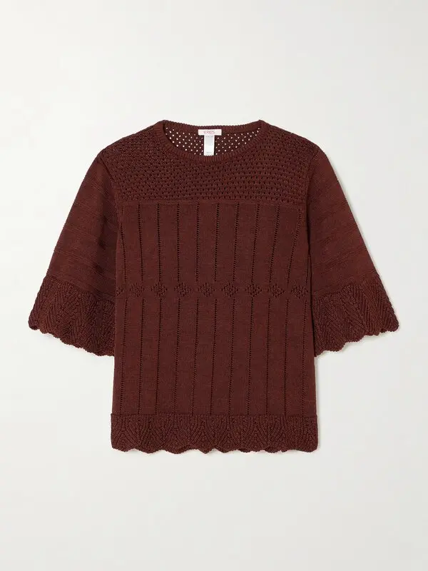 ERES Chimère Reverie Open-knit Cotton-blend Top - Brown
