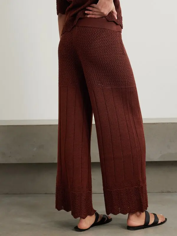 ERES Chimère Récit Open-knit Wide-leg Pants - Brown