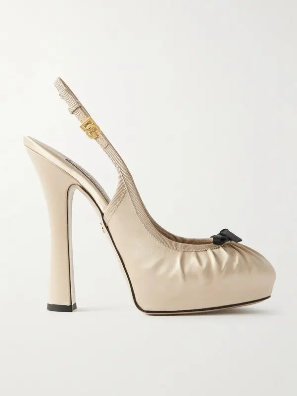 Dolce & Gabbana Bow-embellished Slingback Pumps - Cream