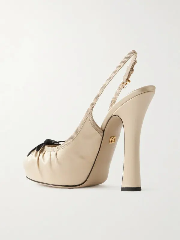 Dolce & Gabbana Bow-embellished Slingback Pumps - Cream