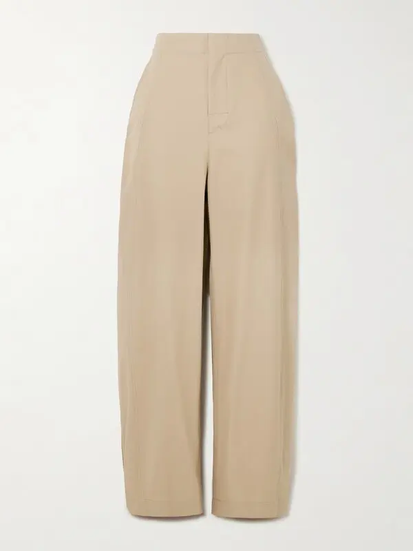 Bottega Veneta Cotton-twill Barrel-leg Trousers - Neutrals
