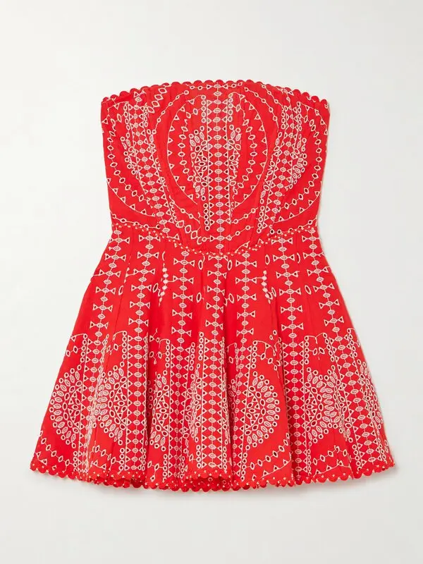 Charo Ruiz Ibiza Clem Broderie Anglaise Cotton-blend Mini Dress - Red