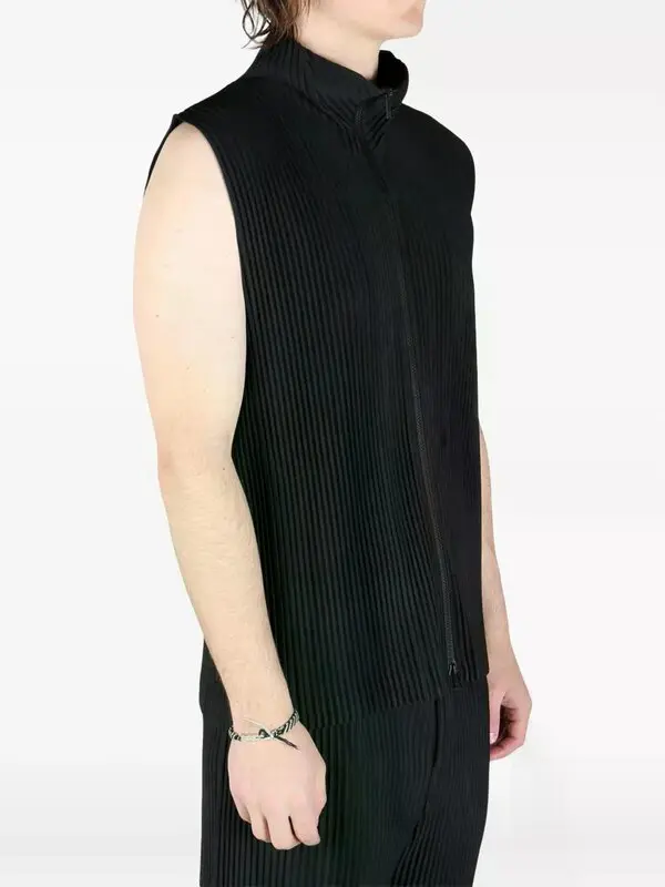 Issey Miyake Pleated Zip Vest - Black