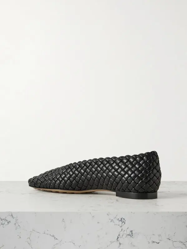 Bottega Veneta Sofia Intrecciato Leather Flat - Black
