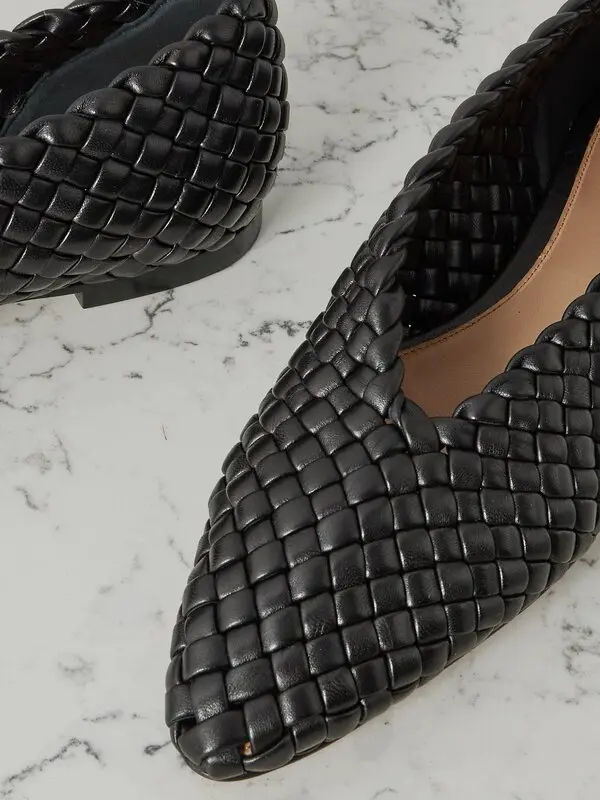 Bottega Veneta Sofia Intrecciato Leather Flat - Black