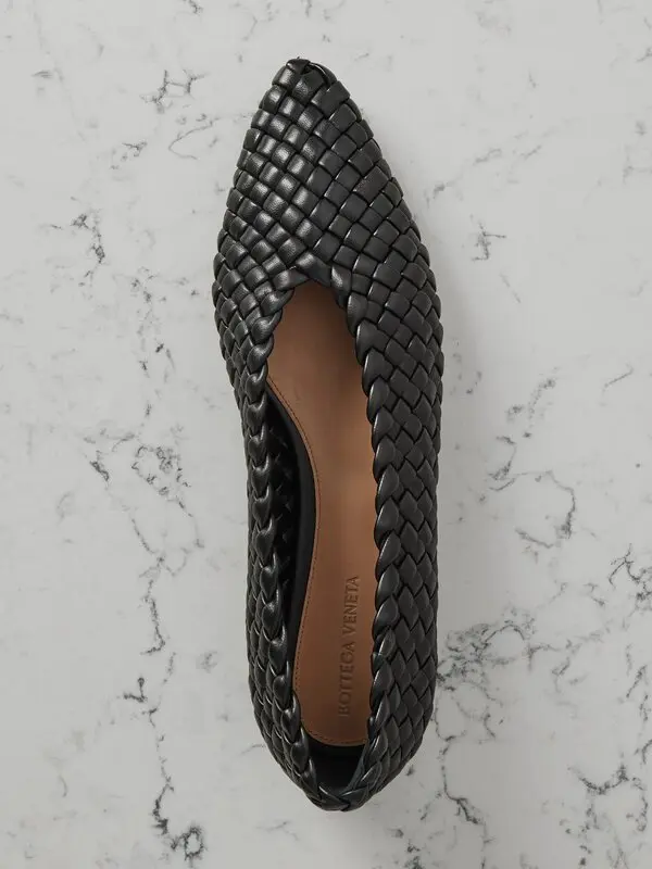 Bottega Veneta Sofia Intrecciato Leather Flat - Black