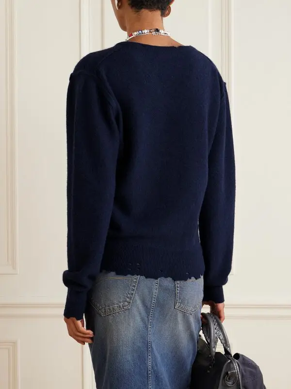Balenciaga Embroidered Cashmere And Wool-blend Sweater