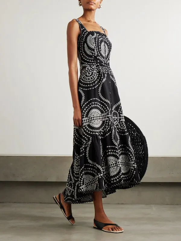Charo Ruiz Ibiza Greba Broderie Anglaise Midi Dress
