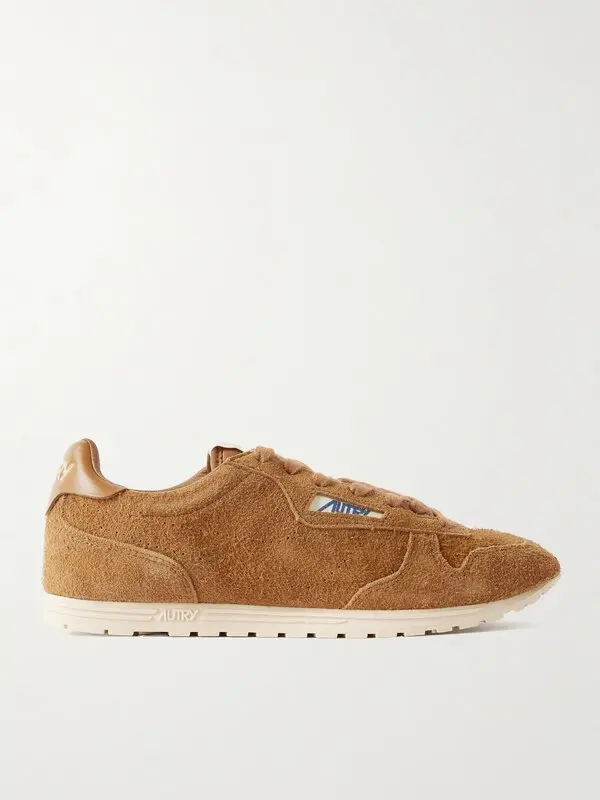 AUTRY Windspin Leather-trimmed Perforated Suede Sneakers - Brown