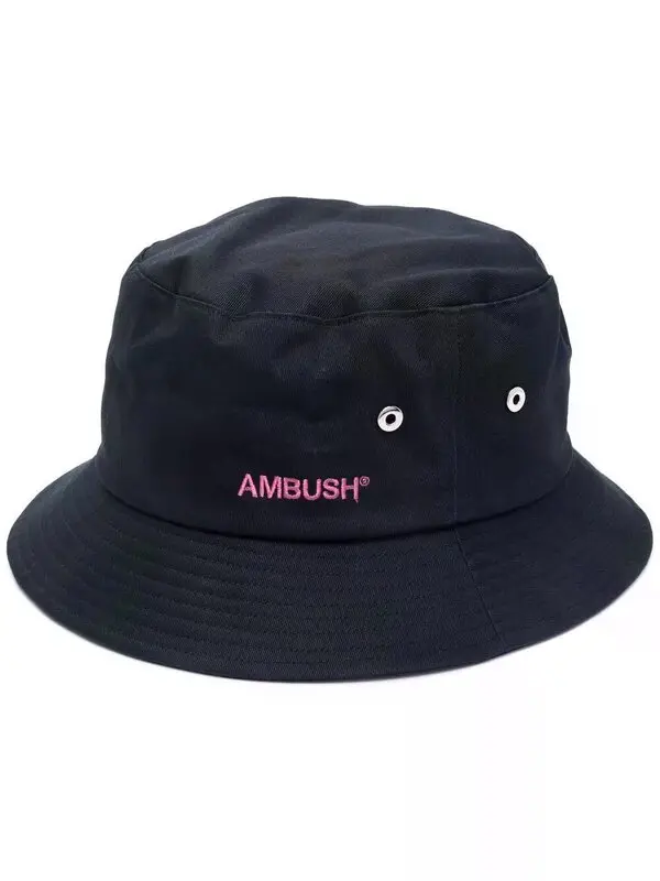 Ambush Logo-Embroidered Bucket Hat - Blue - 47% Off
