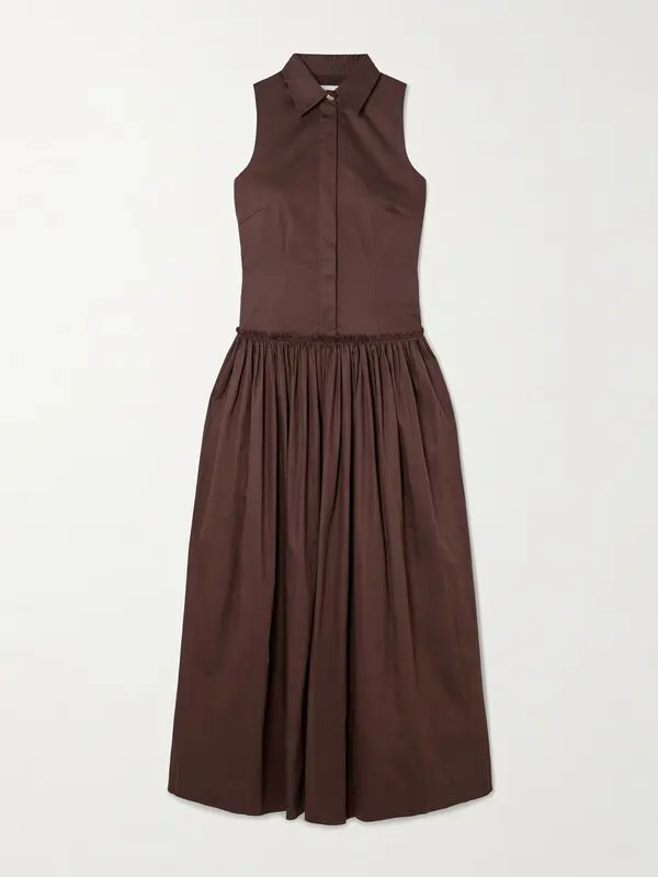 ABADIA Sama Gathered Maxi Shirt Dress
