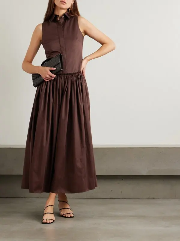 ABADIA Sama Gathered Maxi Shirt Dress