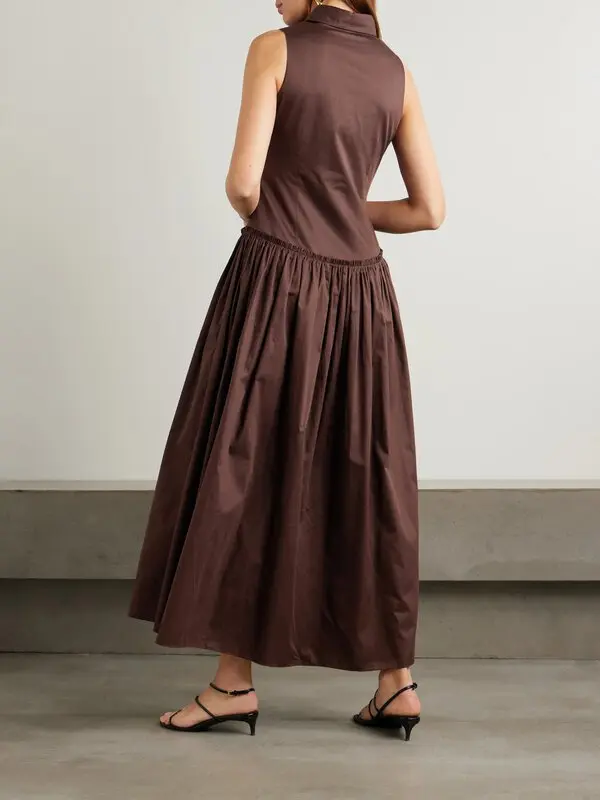 ABADIA Sama Gathered Maxi Shirt Dress