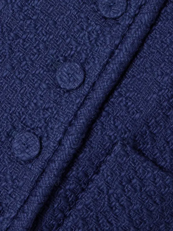 Another Tomorrow Cropped Organic Cotton-tweed Jacket - Blue