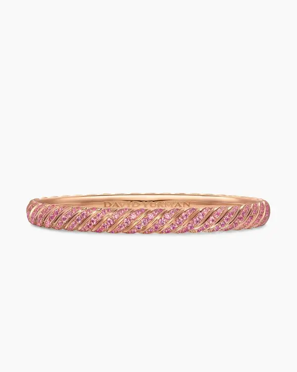 David Yurman Sculpted Cable Bangle Bracelet In 18k Rose Gold With Sapphires - Pink Sapphire