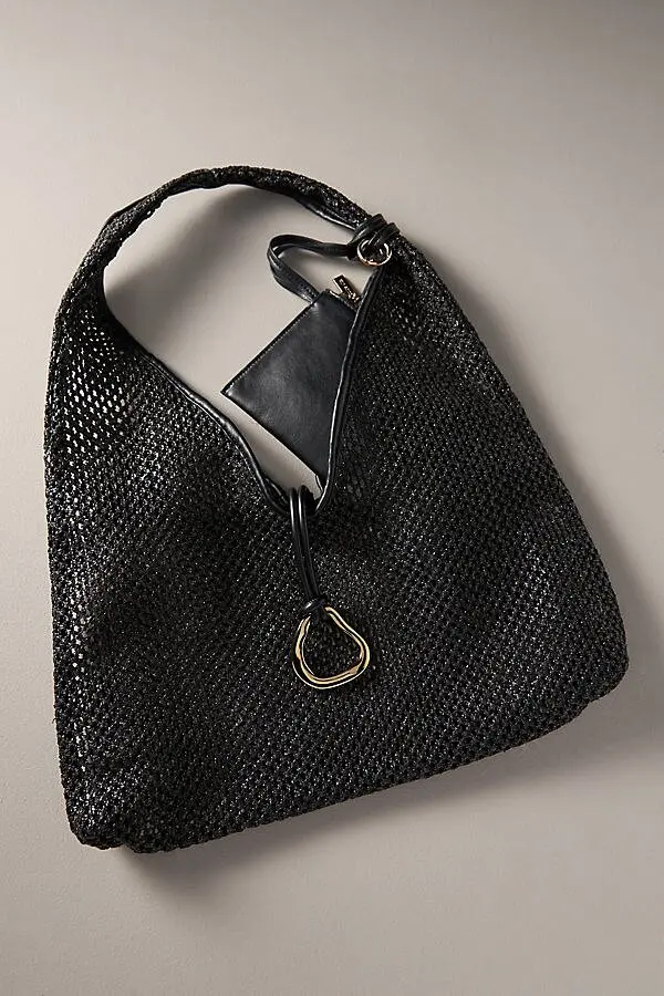 Dolce Vita Missie Raffia Mesh Tote - Black