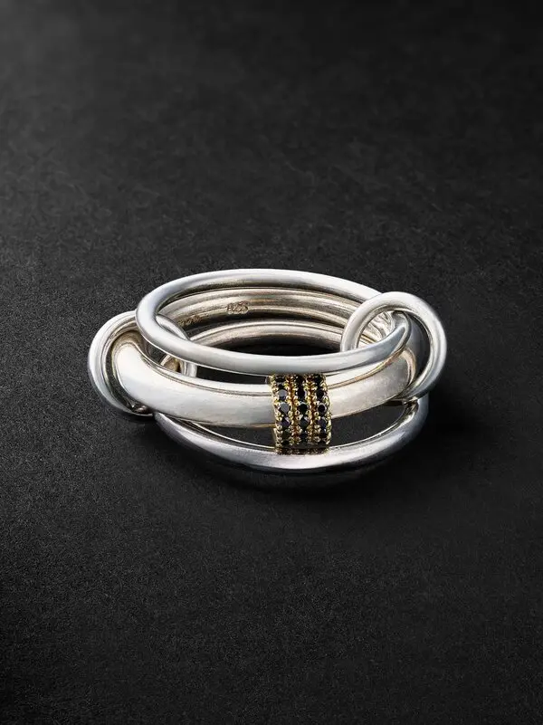 SPINELLI KILCOLLIN Set Of Three Sterling Silver, 18-karat And Diamond Rings - Gold