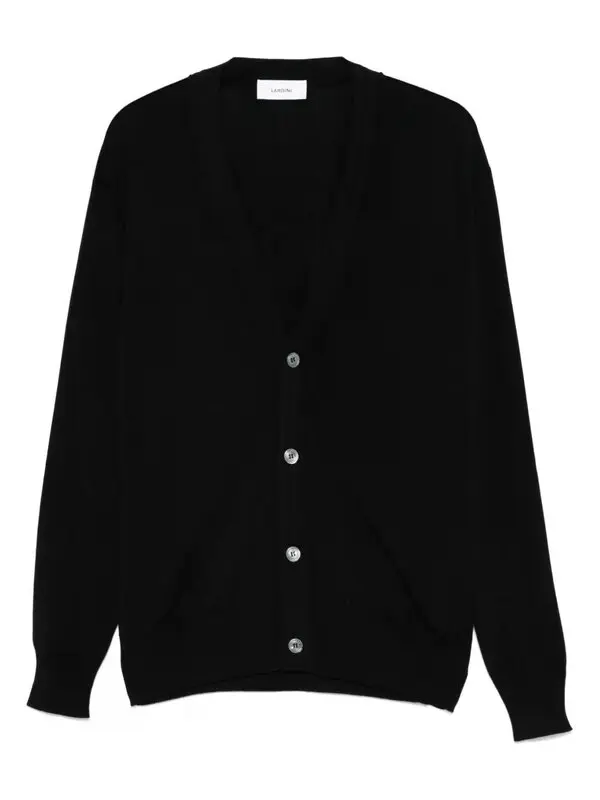 LARDINI V-neck Cardigan - Black