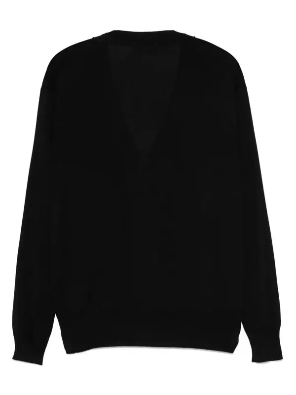 LARDINI V-neck Cardigan - Black