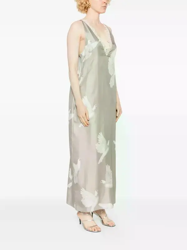 Stella McCartney Dove-print Maxi Dress - Grey