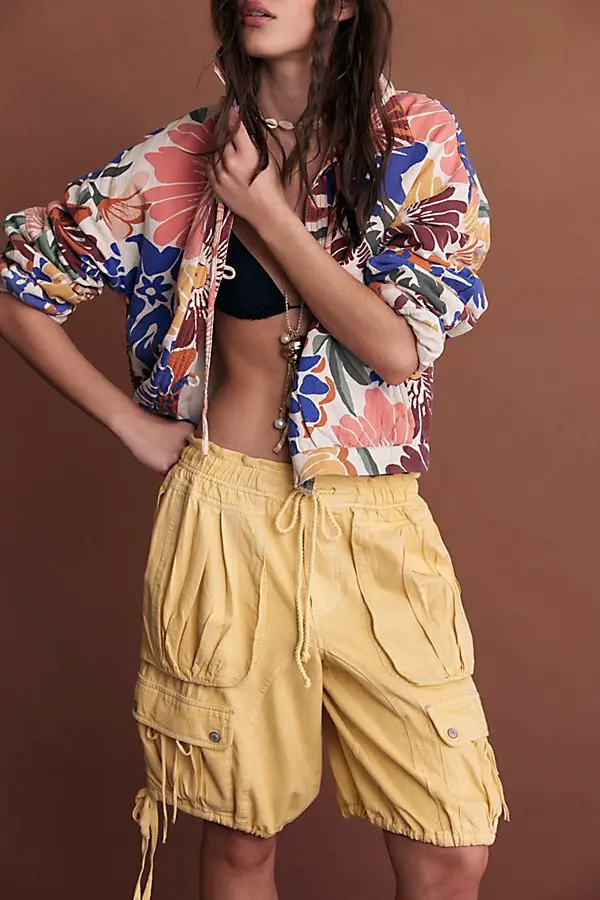 Free People We The Free Sundown Parachute Shorts - Straw